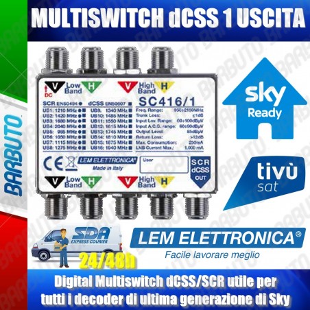 MULTISWITCH dCSS SKY 1 USCITA INDIPENDENTE MOD. PASSANTE LEM ...